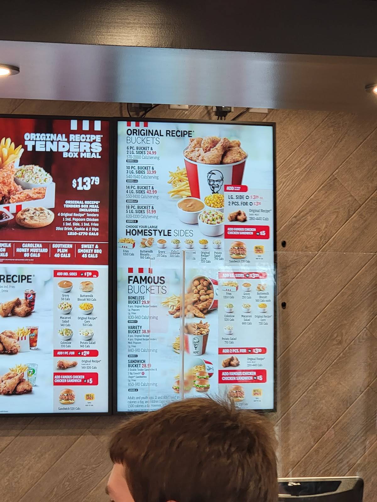 Menu at KFC restaurant, Courtenay