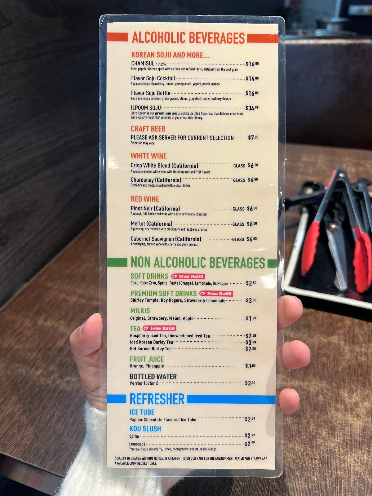 Menu at KOU-Korean BBQ of Utah, Midvale