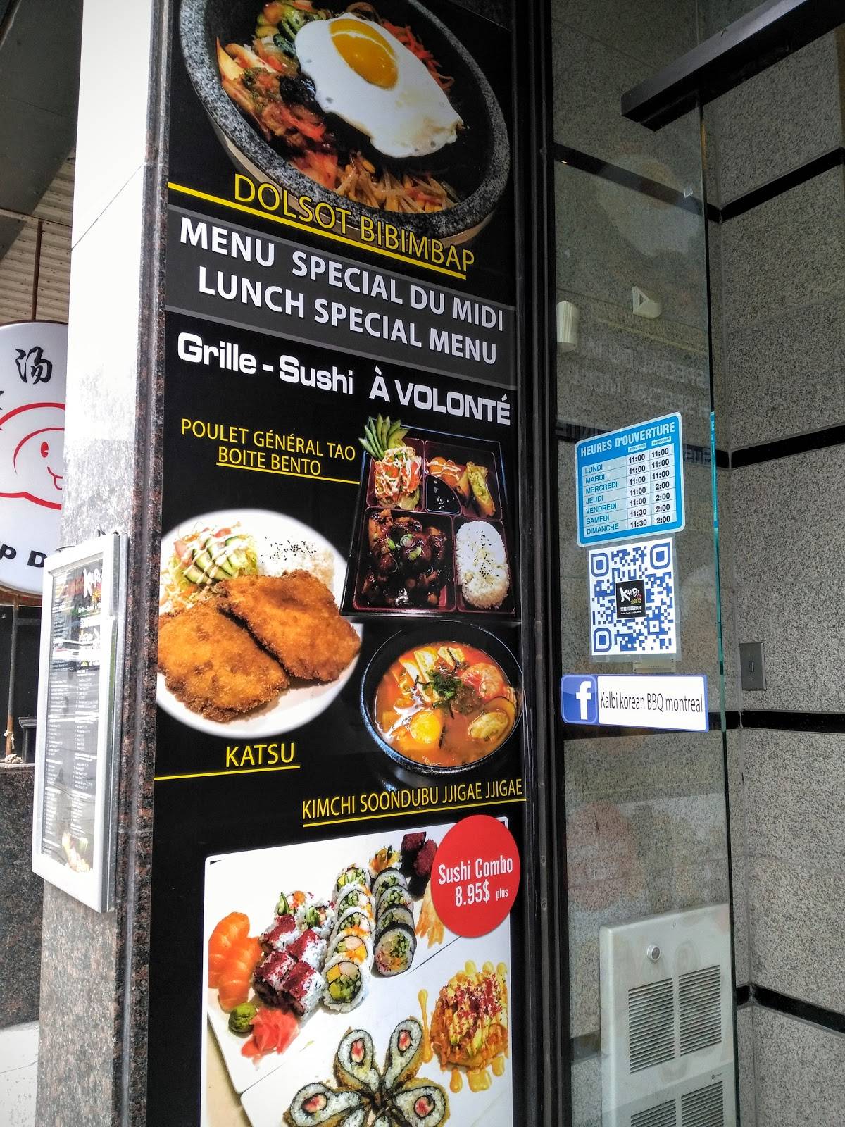Menu au Kalbi BBQ, Montréal
