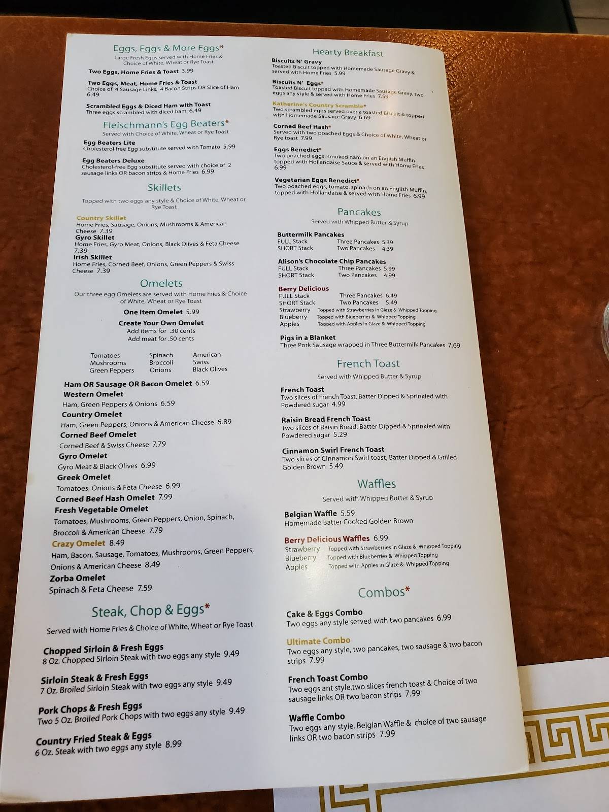 Menu at Katherine's Family Restaurant, Cleveland