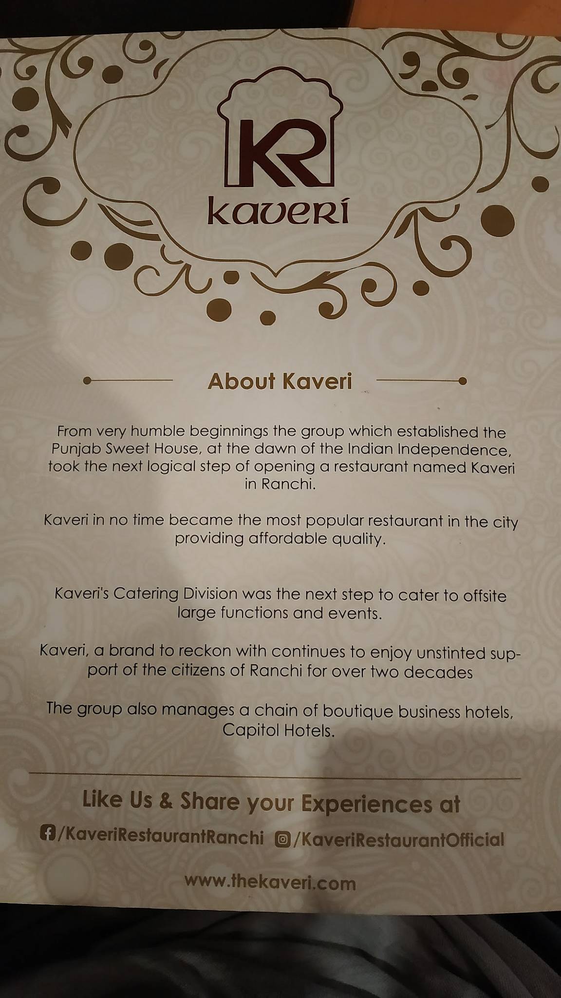 Menu at Kaveri Restaurant, Ranchi, Shop 9-11
