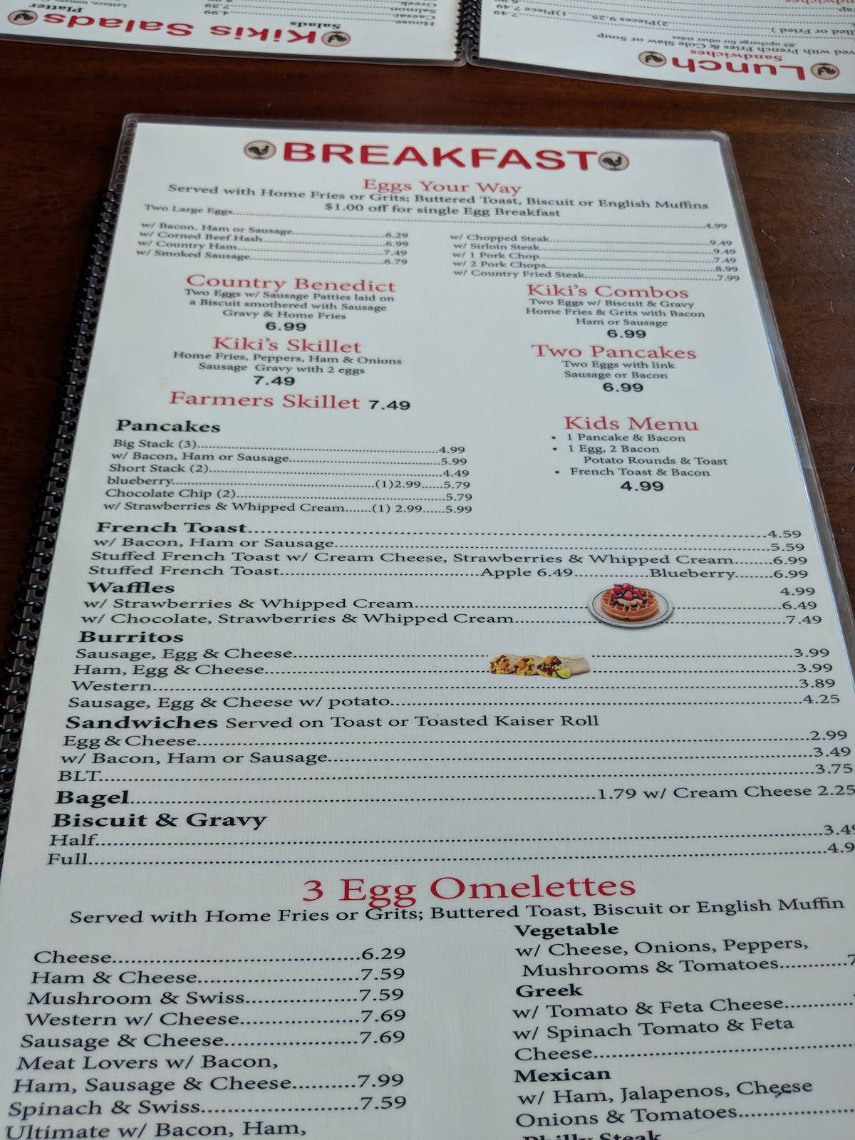 Menu at KiKis Egg House restaurant, Fort Meade