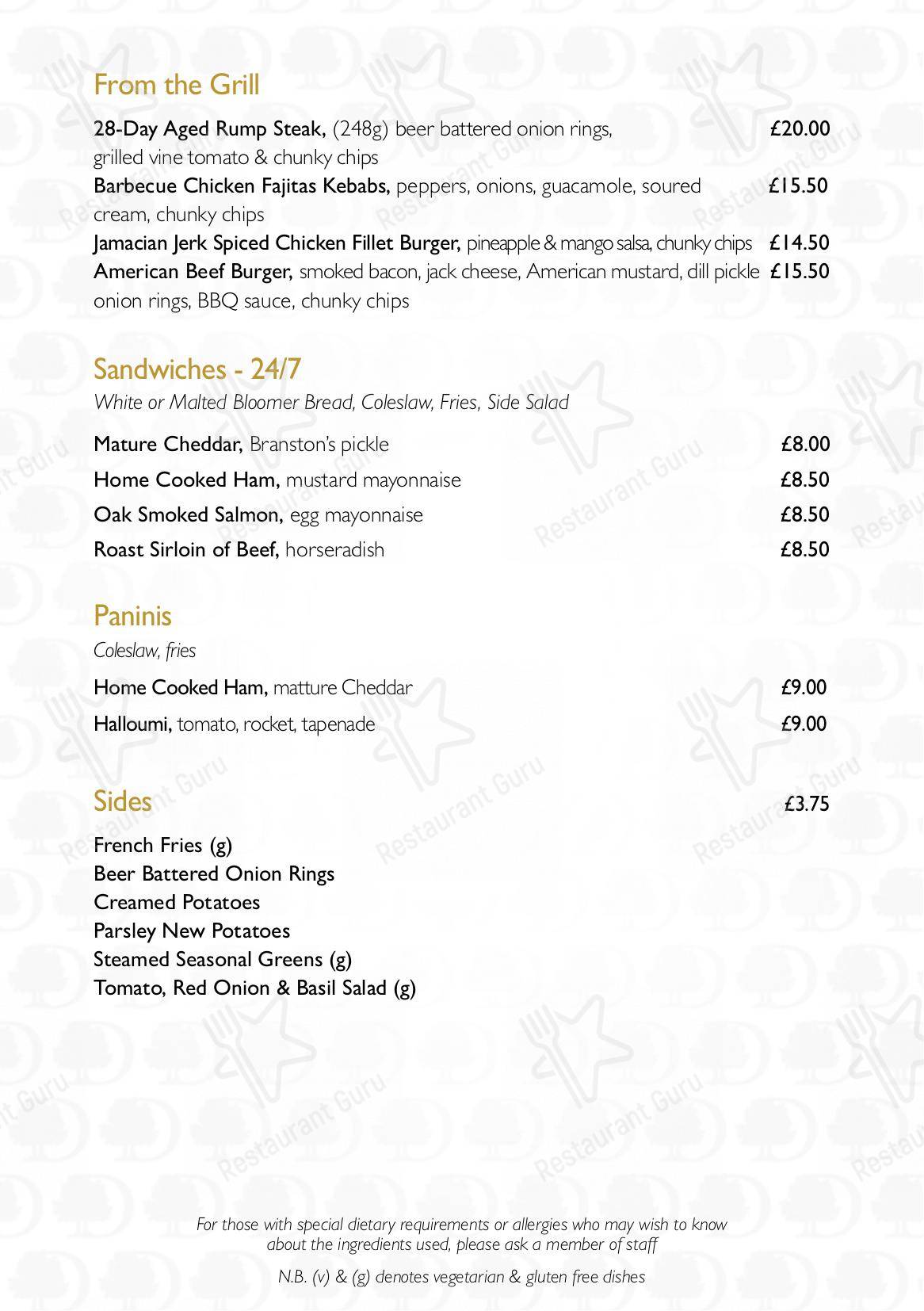Menu at Kiln Restaurant, Bristol