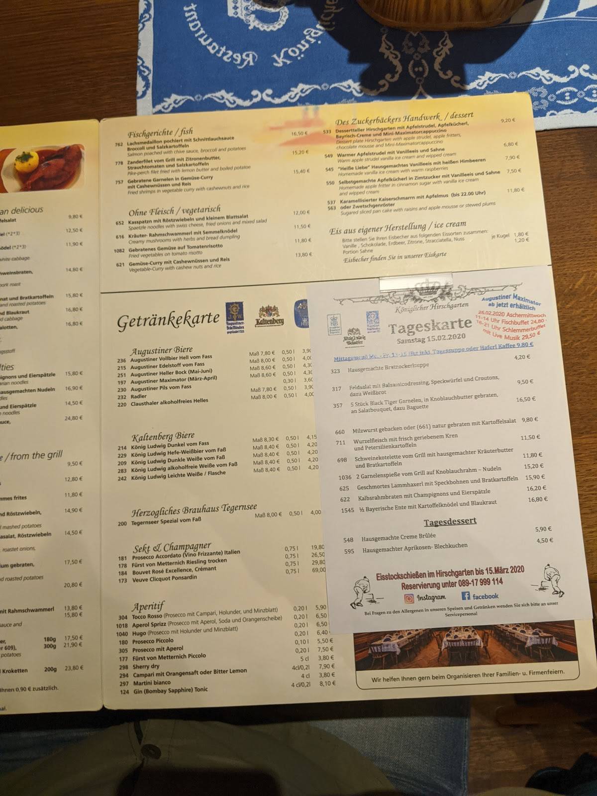Speisekarte von Königlicher Hirschgarten restaurant, München ...