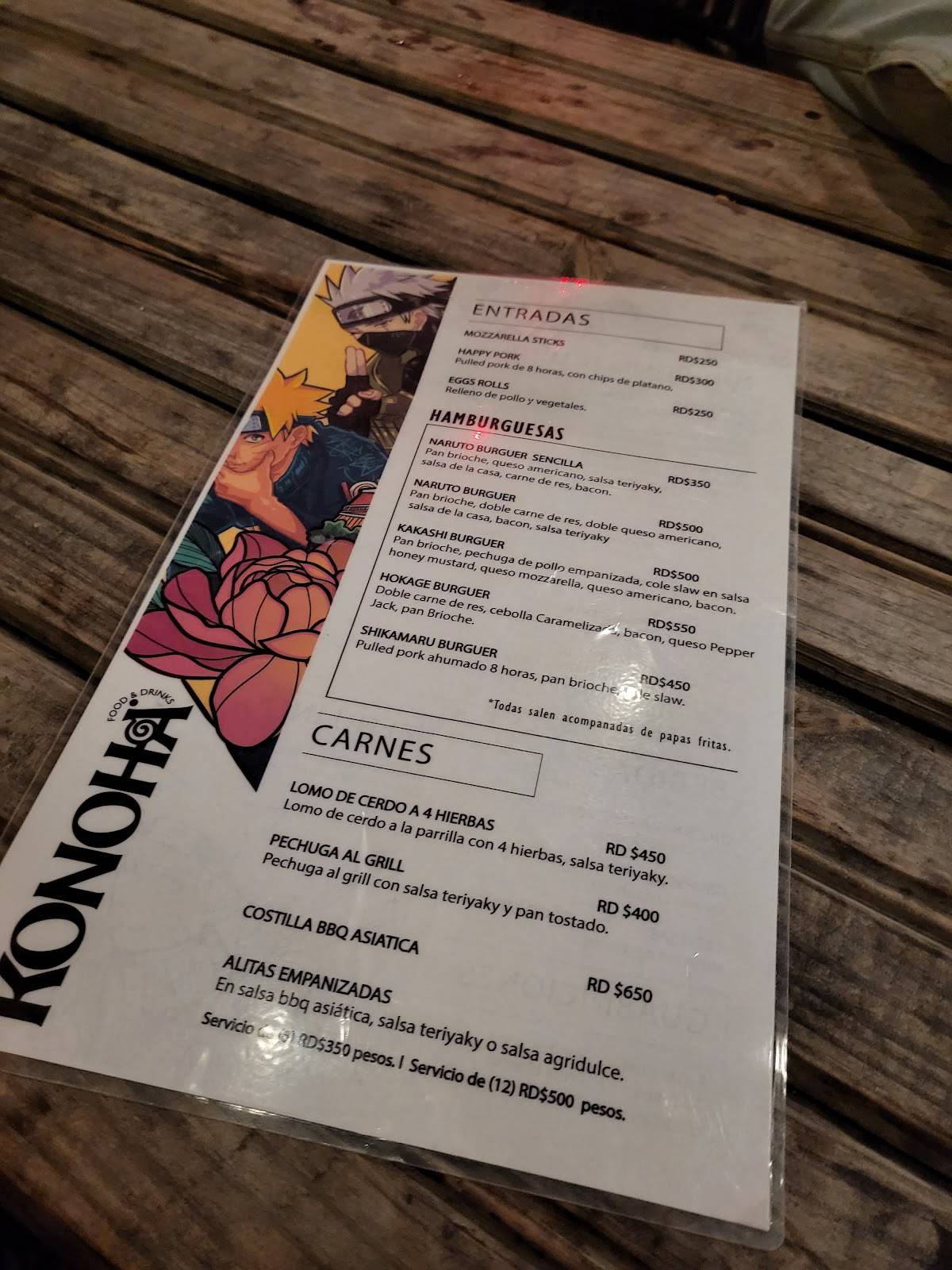 Menu at Konoha Food and Drinks restaurant, Santiago De Los Caballeros