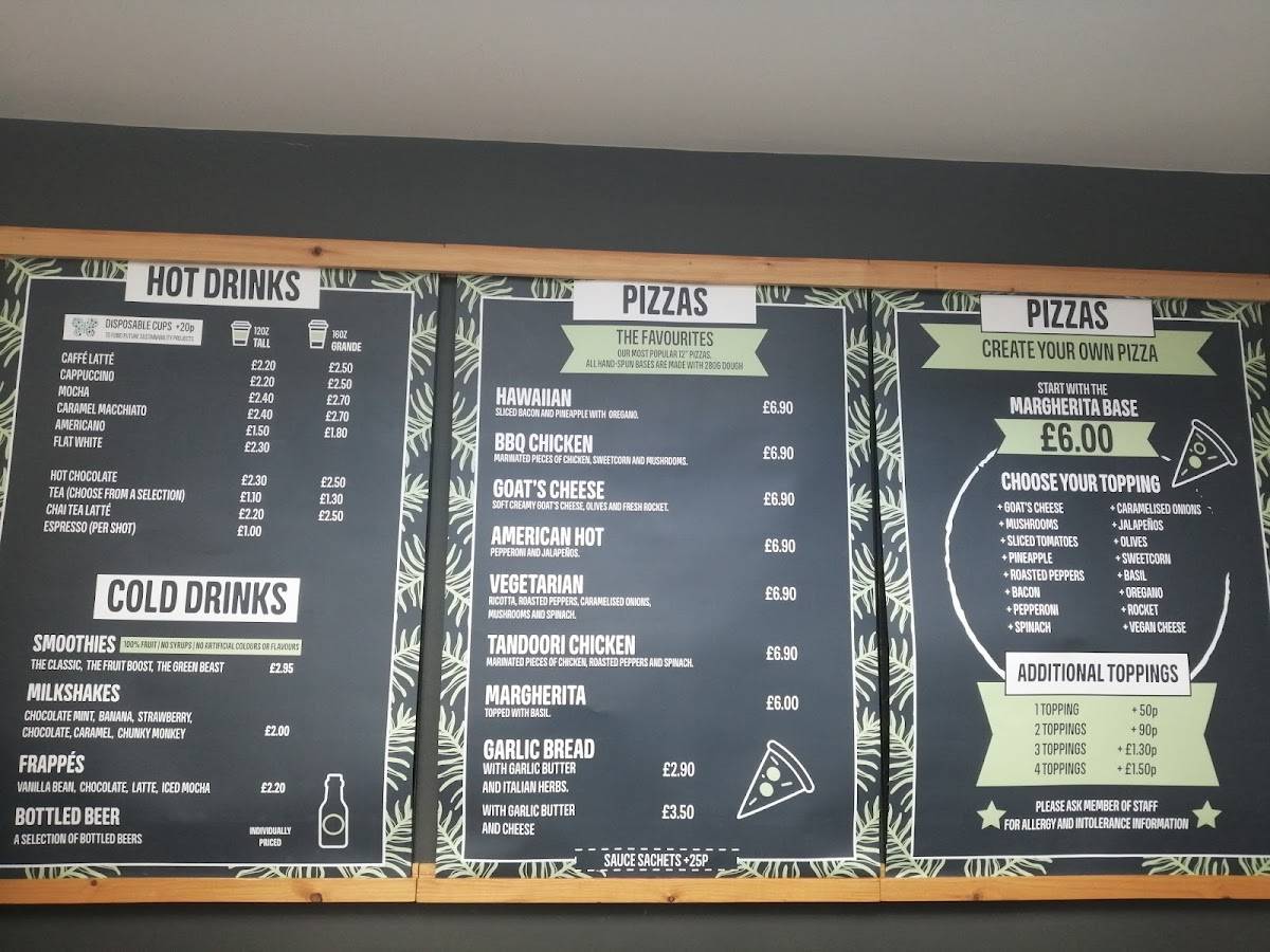 Menu at Koofi cafe, Penryn