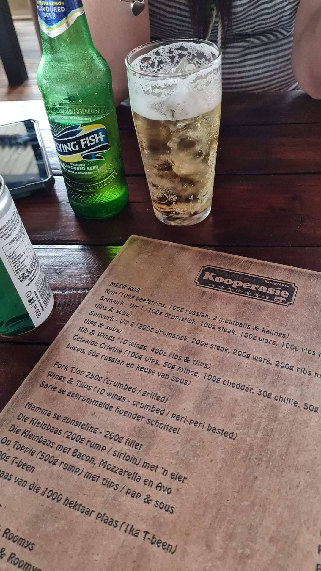Menu at Kooperasie Kroeg & Kos restaurant, Potchefstroom