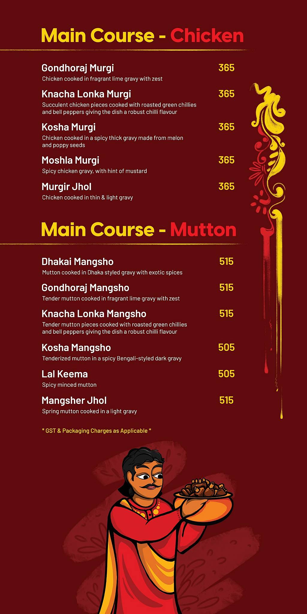 Menu at Koshe Kosha, Kolkata, 152/1