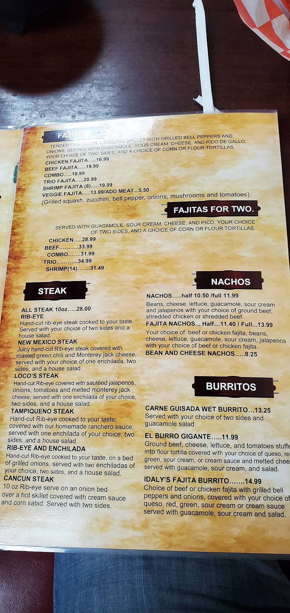 Menu at LOCO'S RESTAURANT & BAR, Littlefield