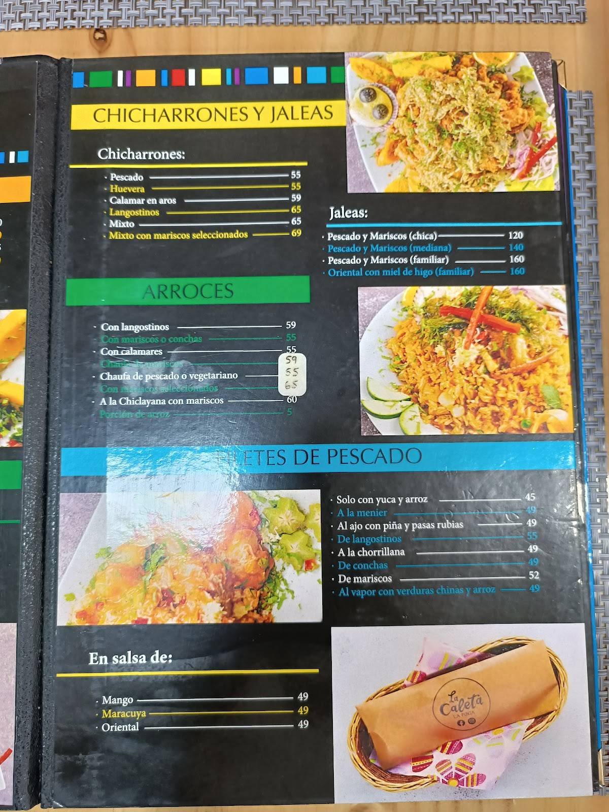 Menu at La Caleta De La Punta restaurant, Callao District