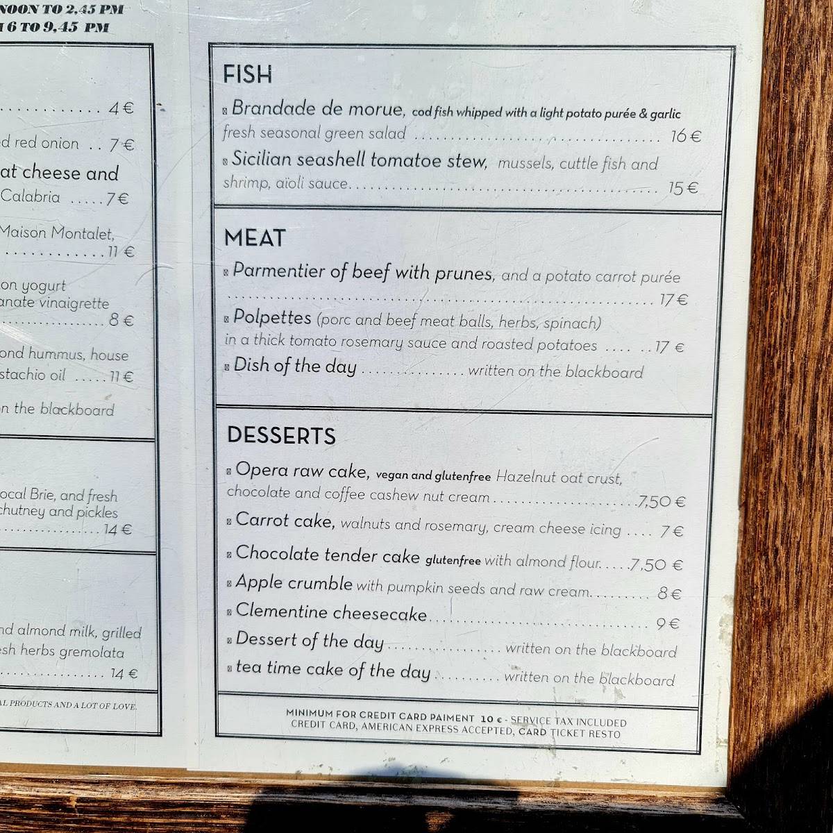 Menu at La Maison Rose restaurant, Paris, 2 Rue de l'Abreuvoir