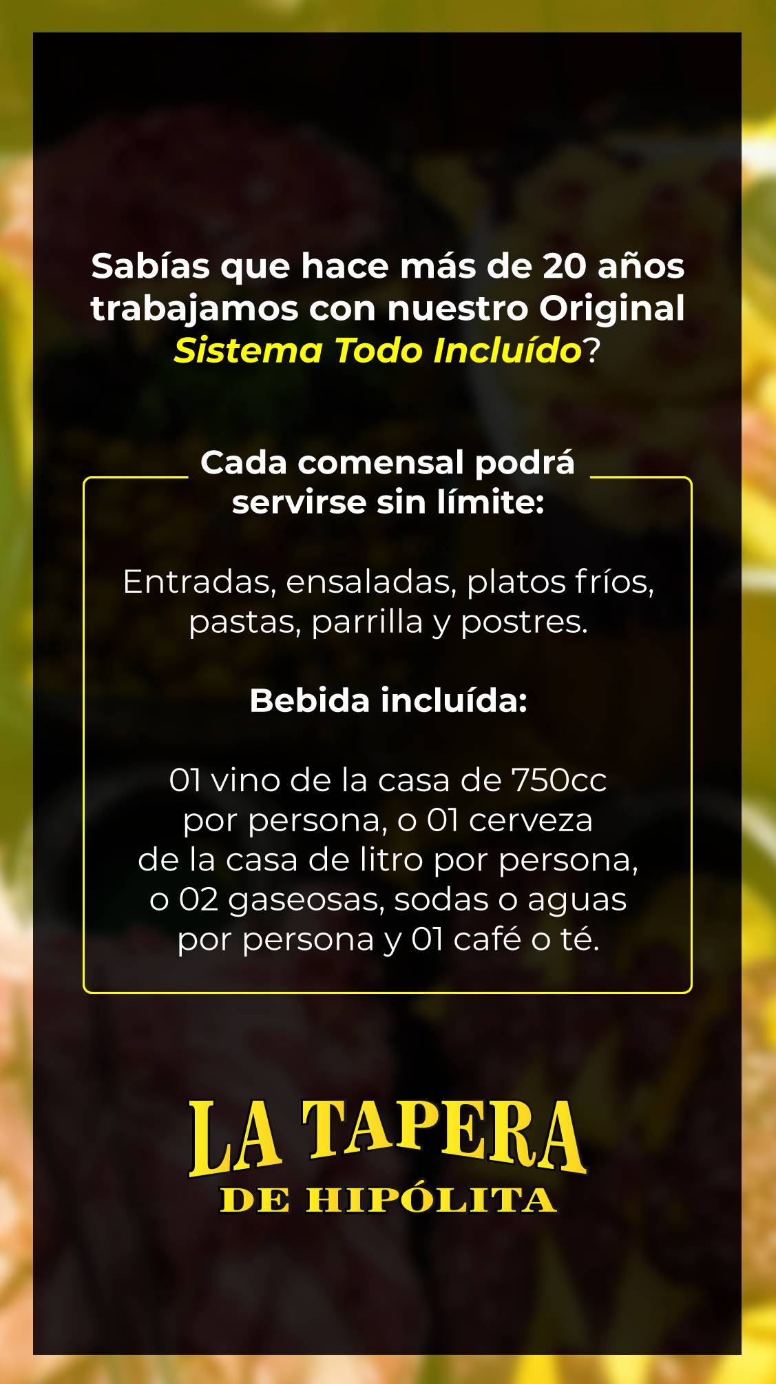 Carta de parrilla La Tapera de Hipólita, Longchamps