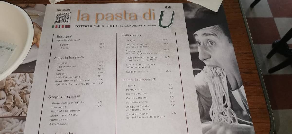 Menu da La pasta di U ristorante, Dolceacqua