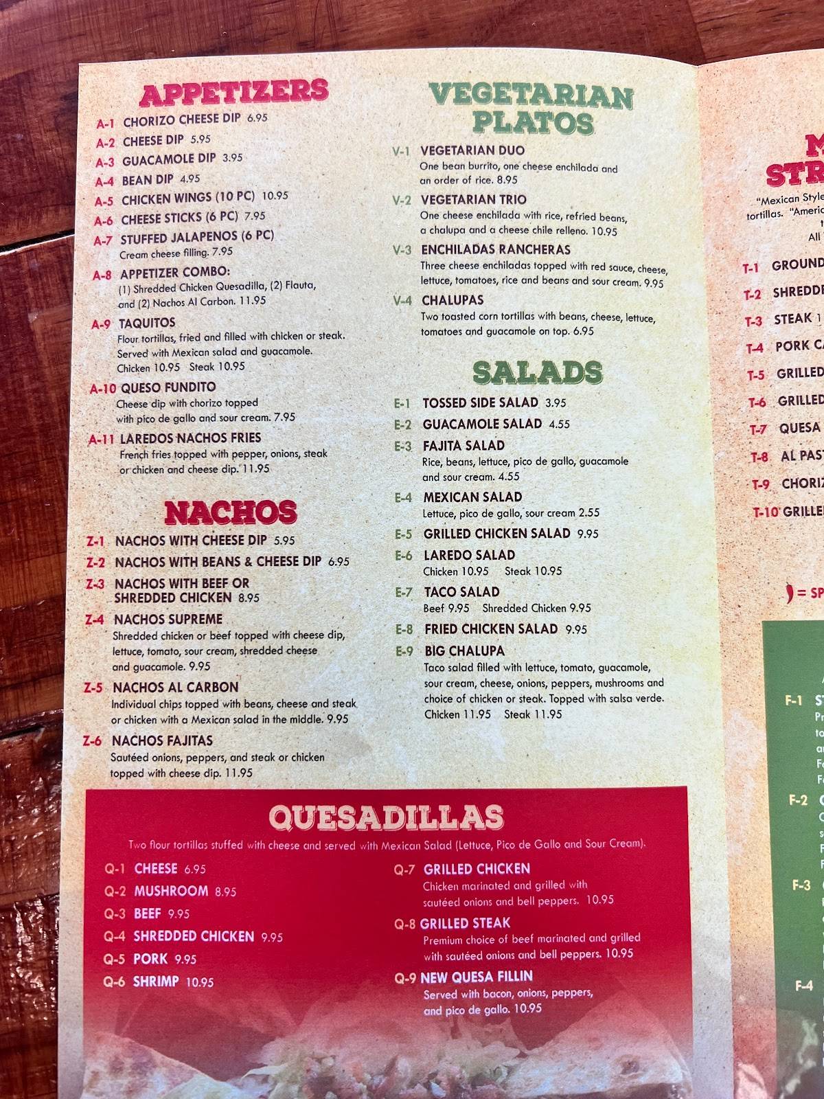 Menu at Laredo Mexican Restaurant, Lake Butler