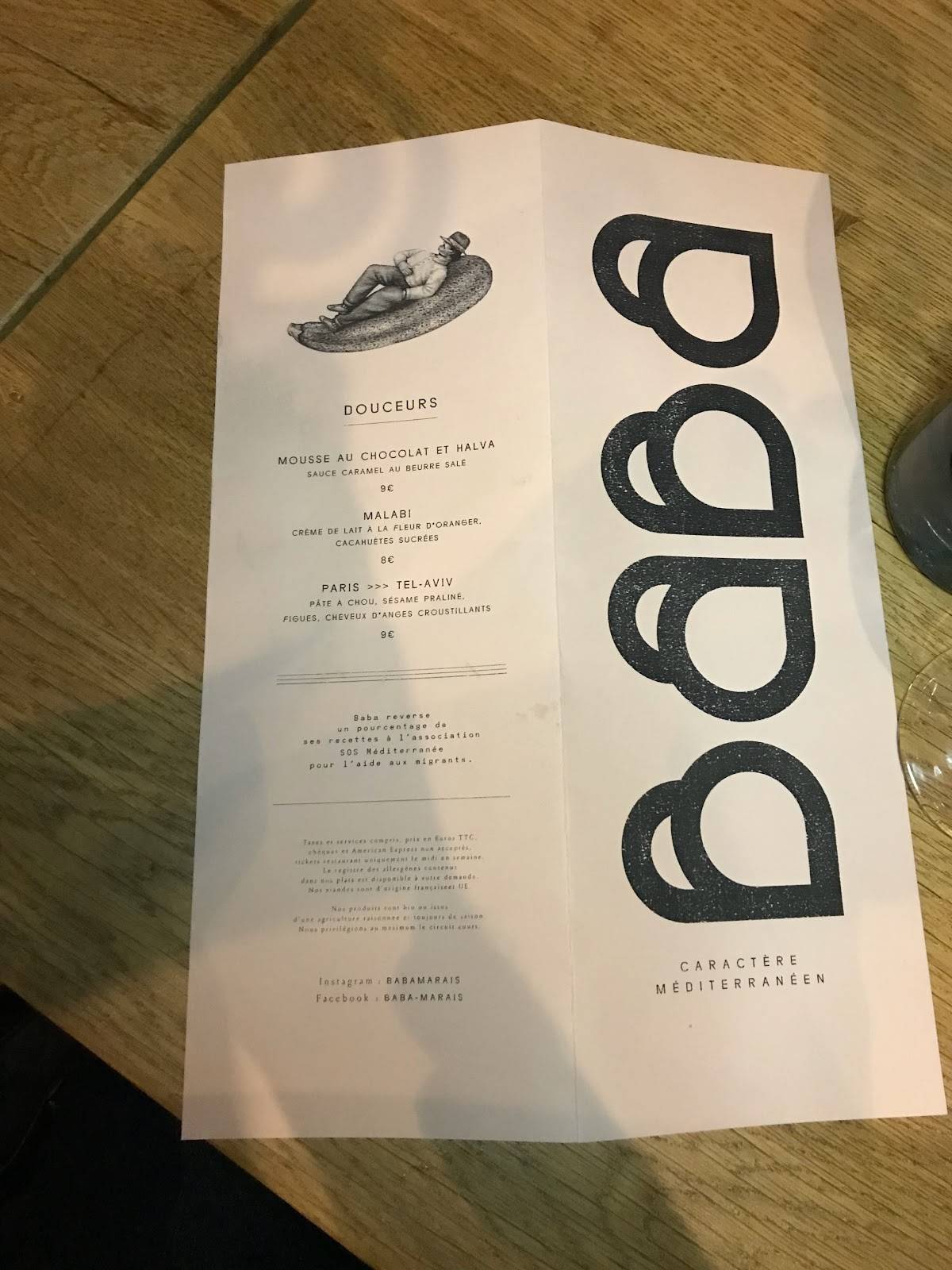 Carta del restaurante amami, Paris, 17 Rue Charlot