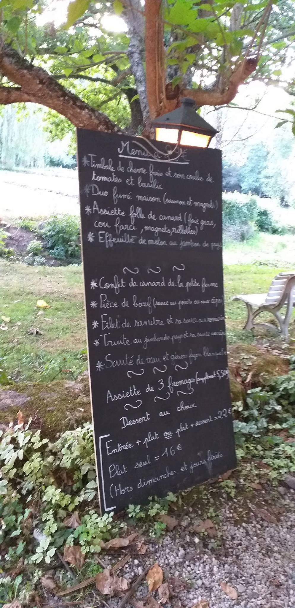 Menu at Le Moulin de Chevillou restaurant, Saint-Gence