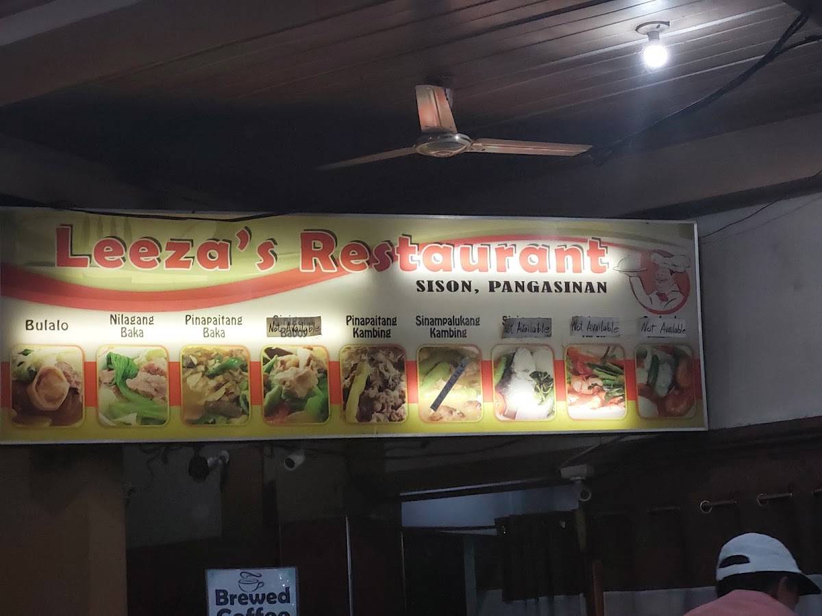 Menu at Leeza's Restaurant, Sison