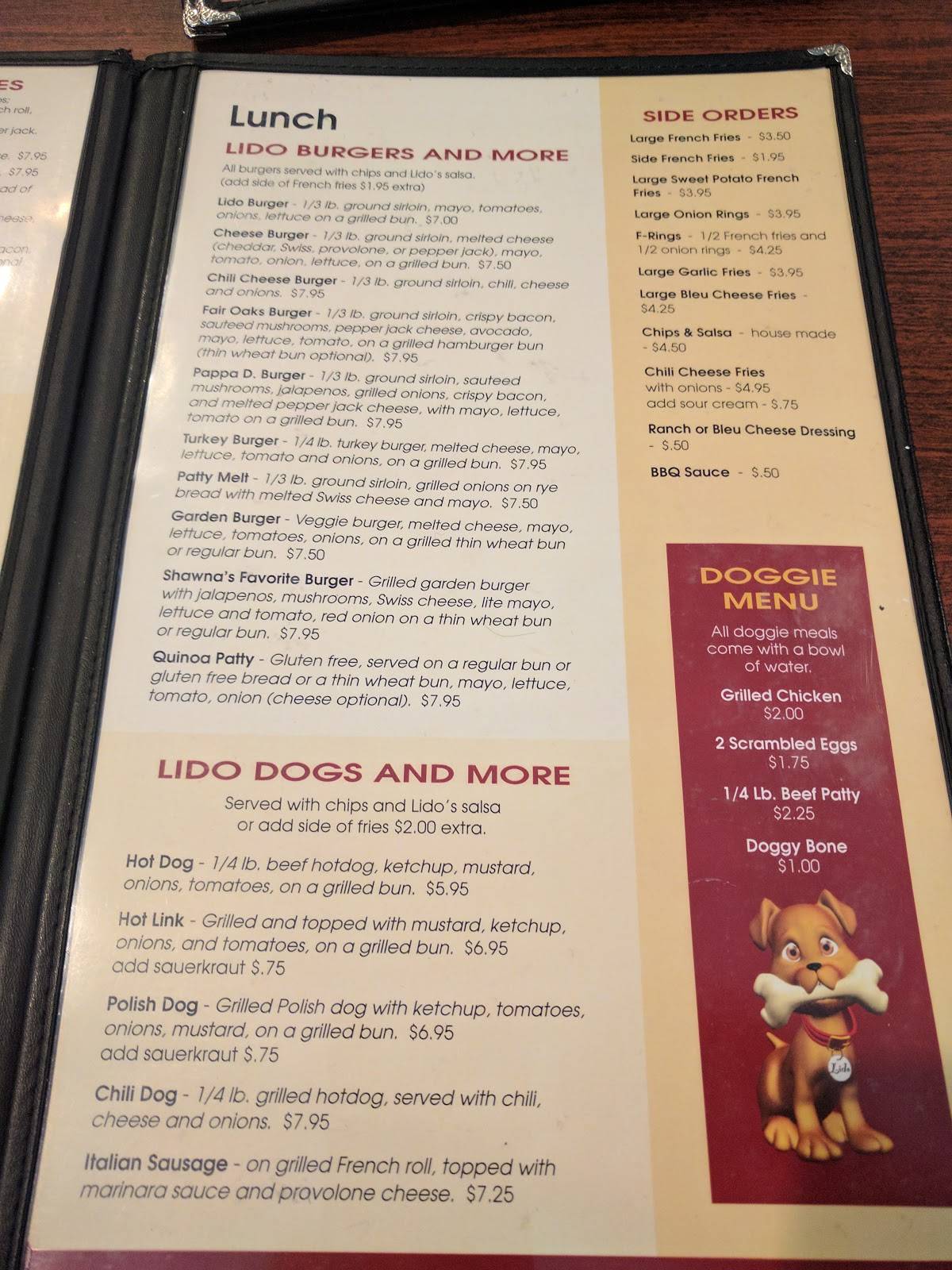 Menu at Lido Café and Bakery, Carmichael, Fair Oaks Blvd