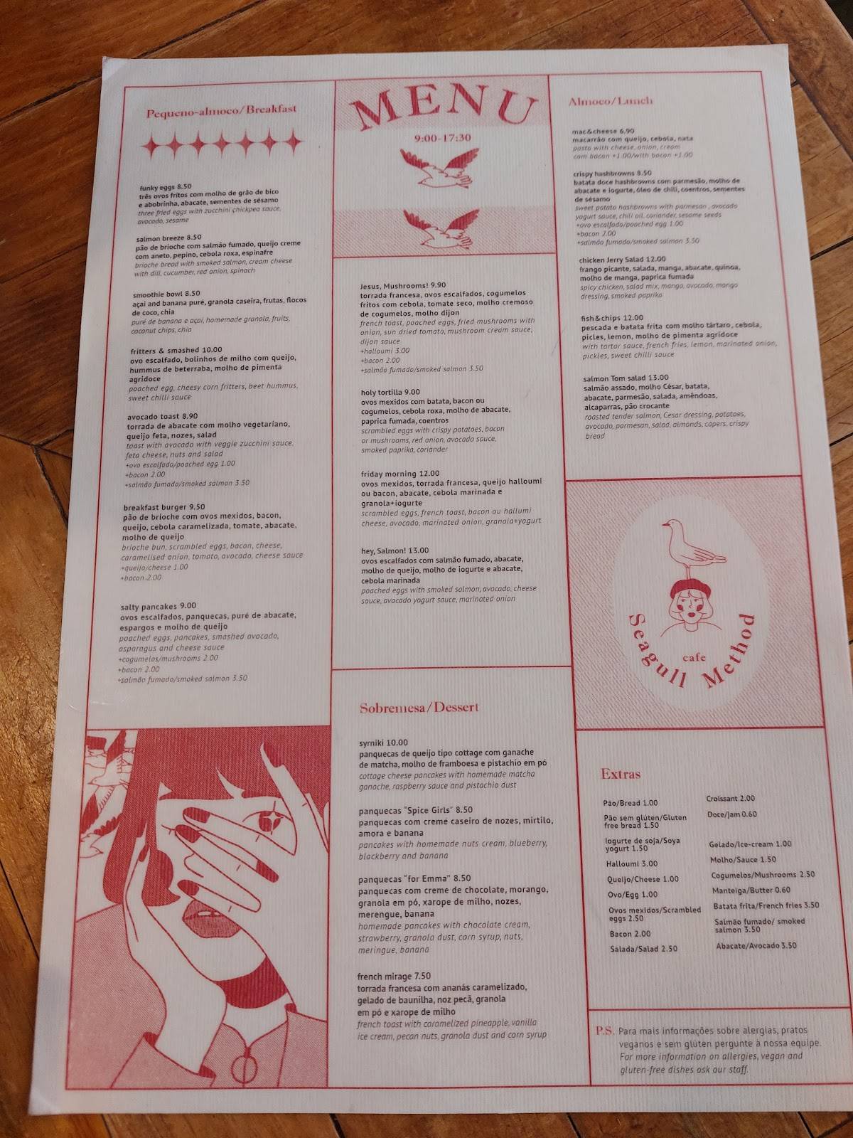 Menu at Seagull Method Cafe, Lisbon