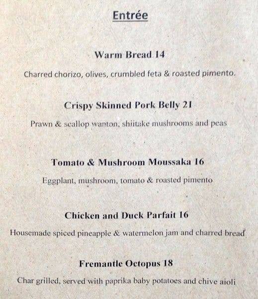 Menu at Little Guildford cafe, Guildford