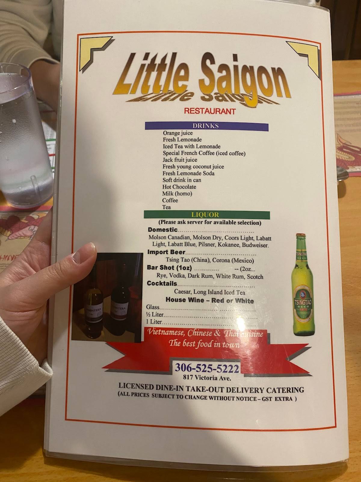 Menu at Little Saigon Restaurant, Regina, 817 Victoria Ave