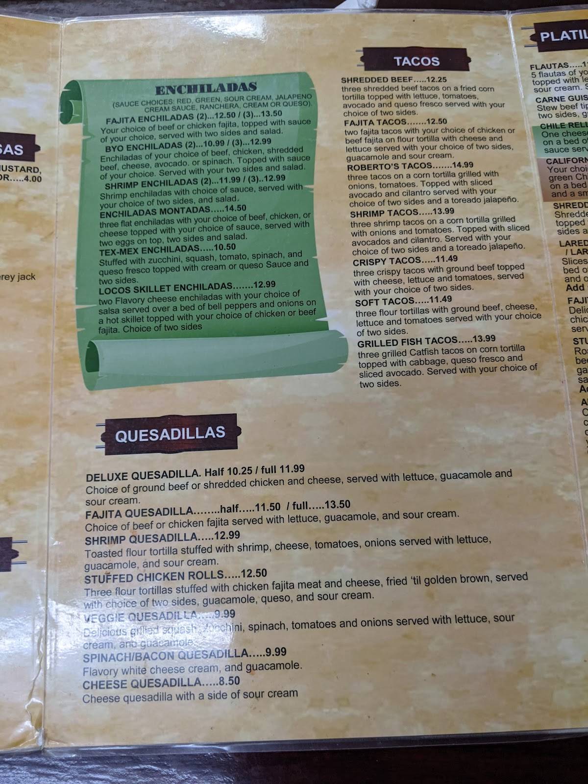 Menu at LOCO'S RESTAURANT & BAR, Littlefield