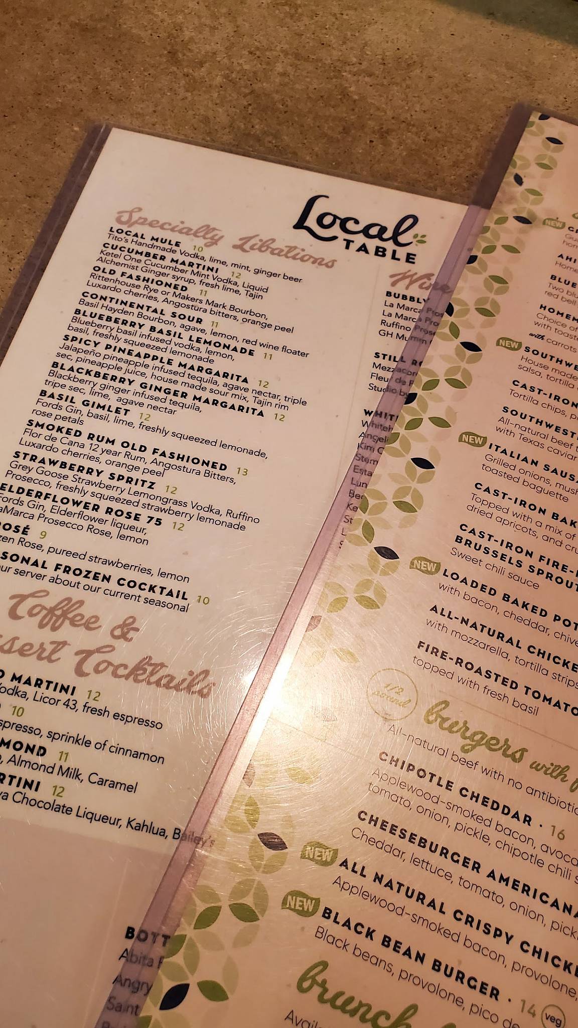 Menu at Local Table restaurant, Katy, Cinco Ranch Blvd
