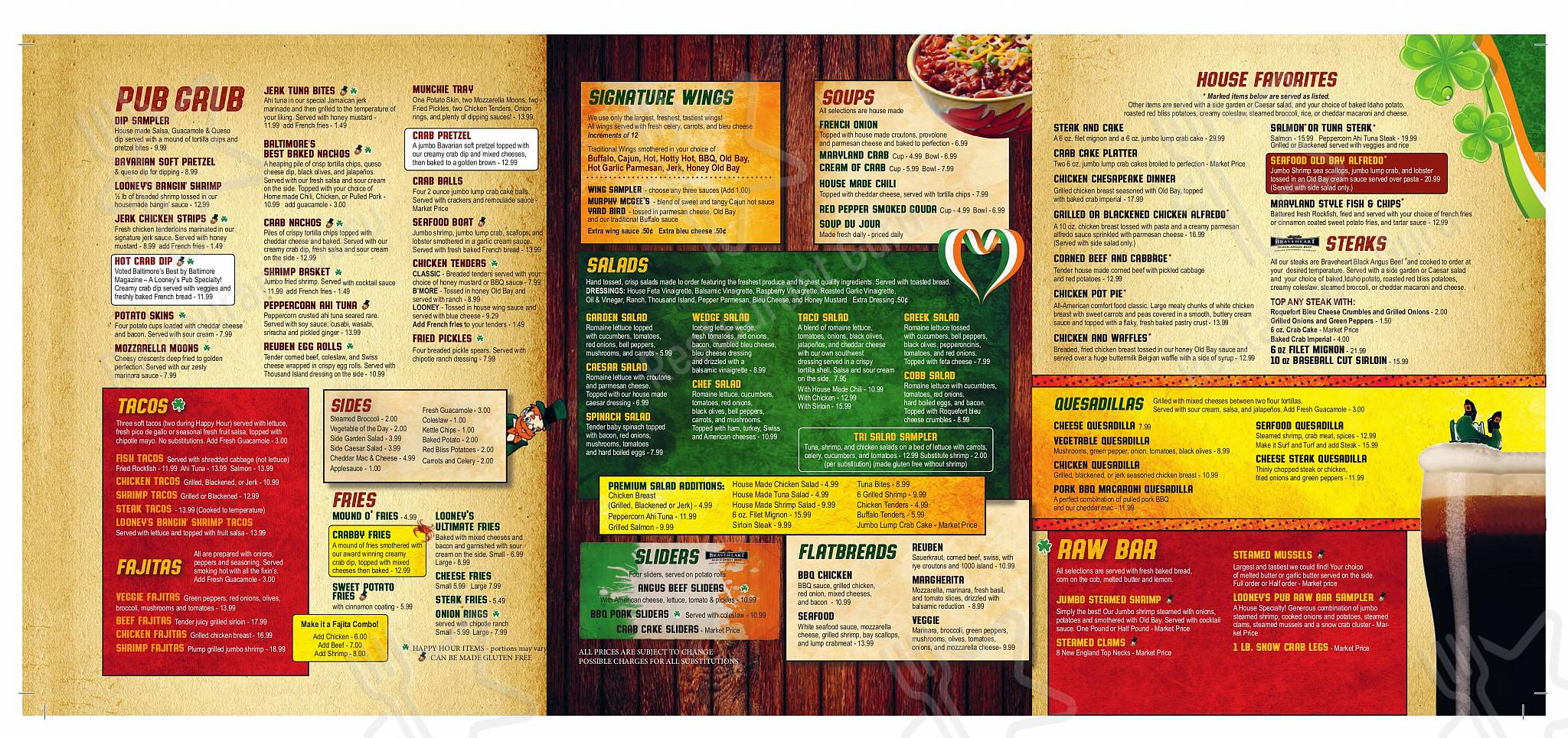 Menu at Looney’s Pub Perry Hall, Overlea, Belair Rd