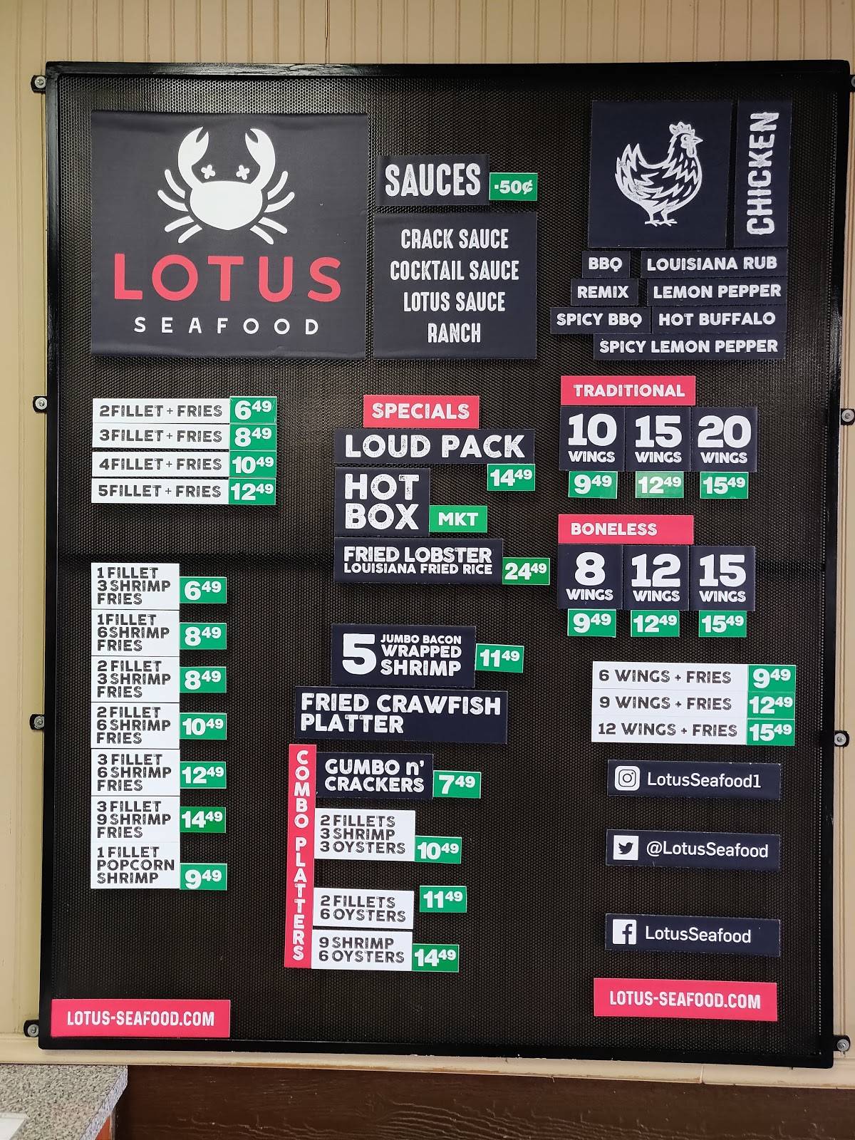 Menu at Lotus Seafood restaurant, Houston, Southwest Fwy