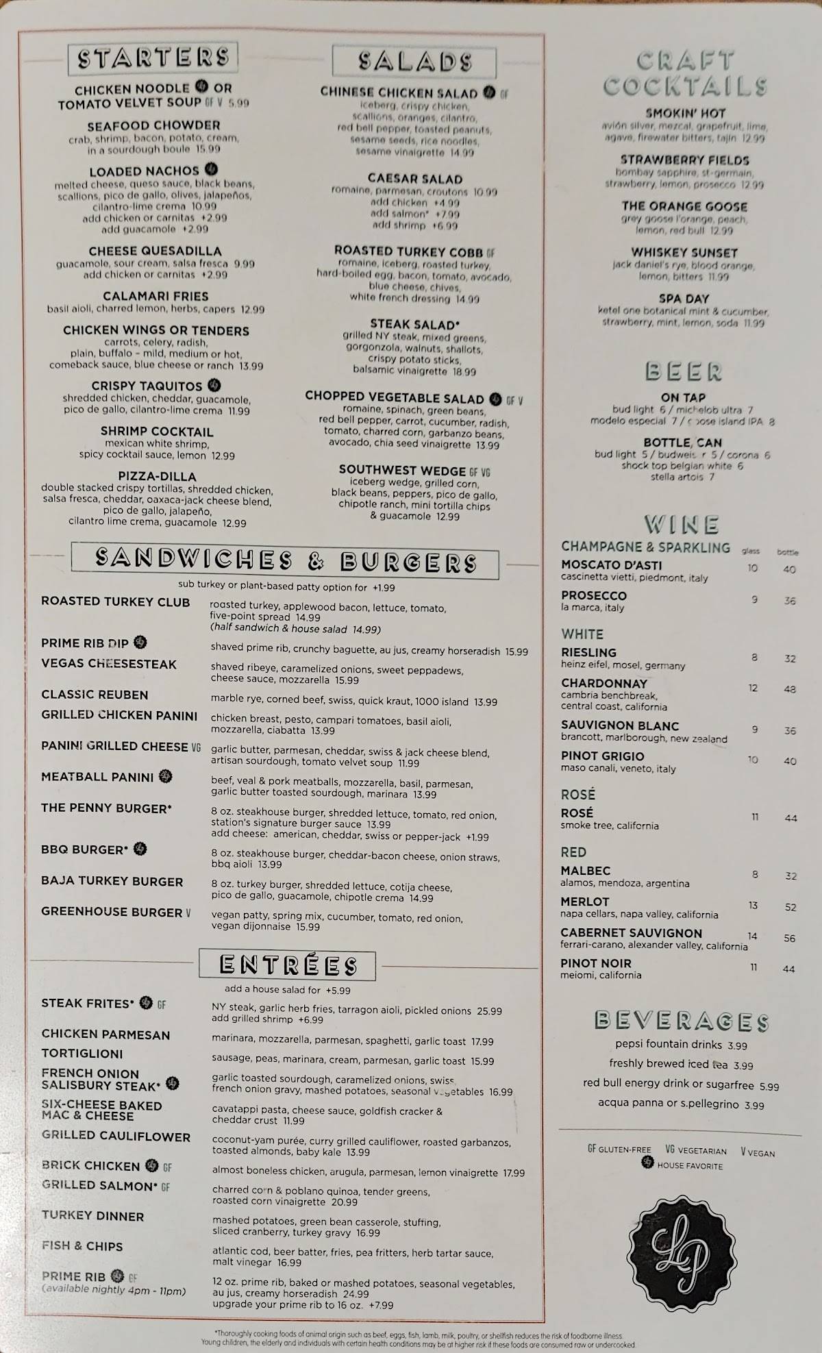 Menu at Lucky Penny at Green Valley Ranch cafe, Henderson