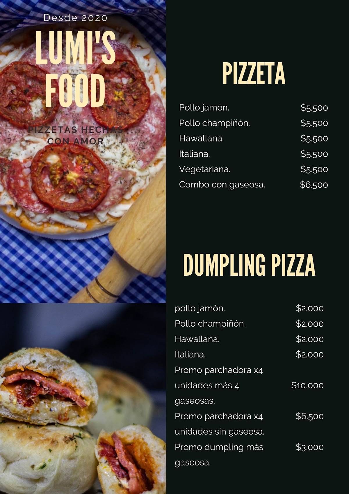 Menu at Lumi's Cocina de raíz restaurant, Floridablanca