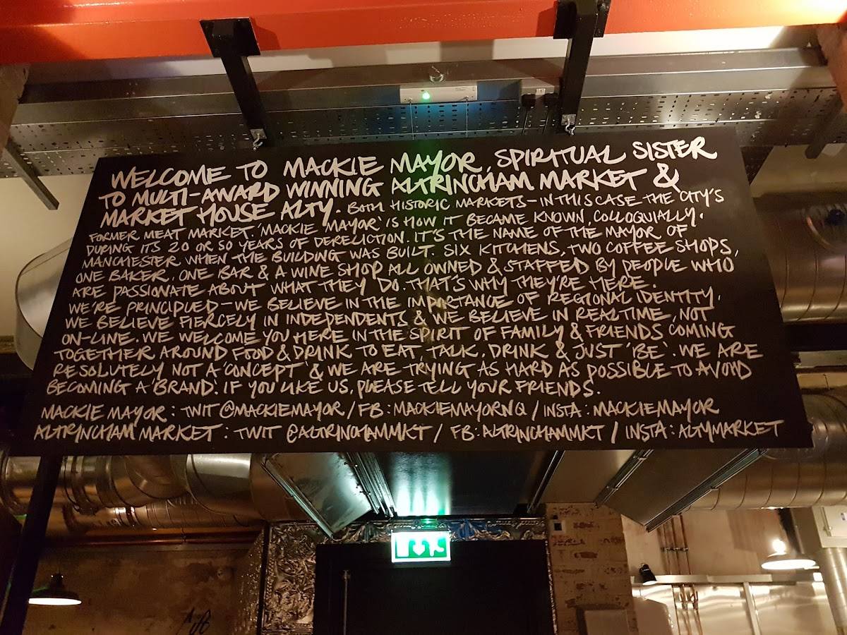 Menu at Mackie Mayor pub & bar, Manchester