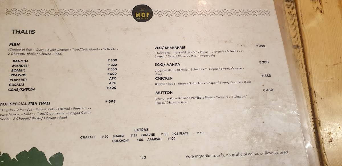 Menu at Mad Over Fish, Pune