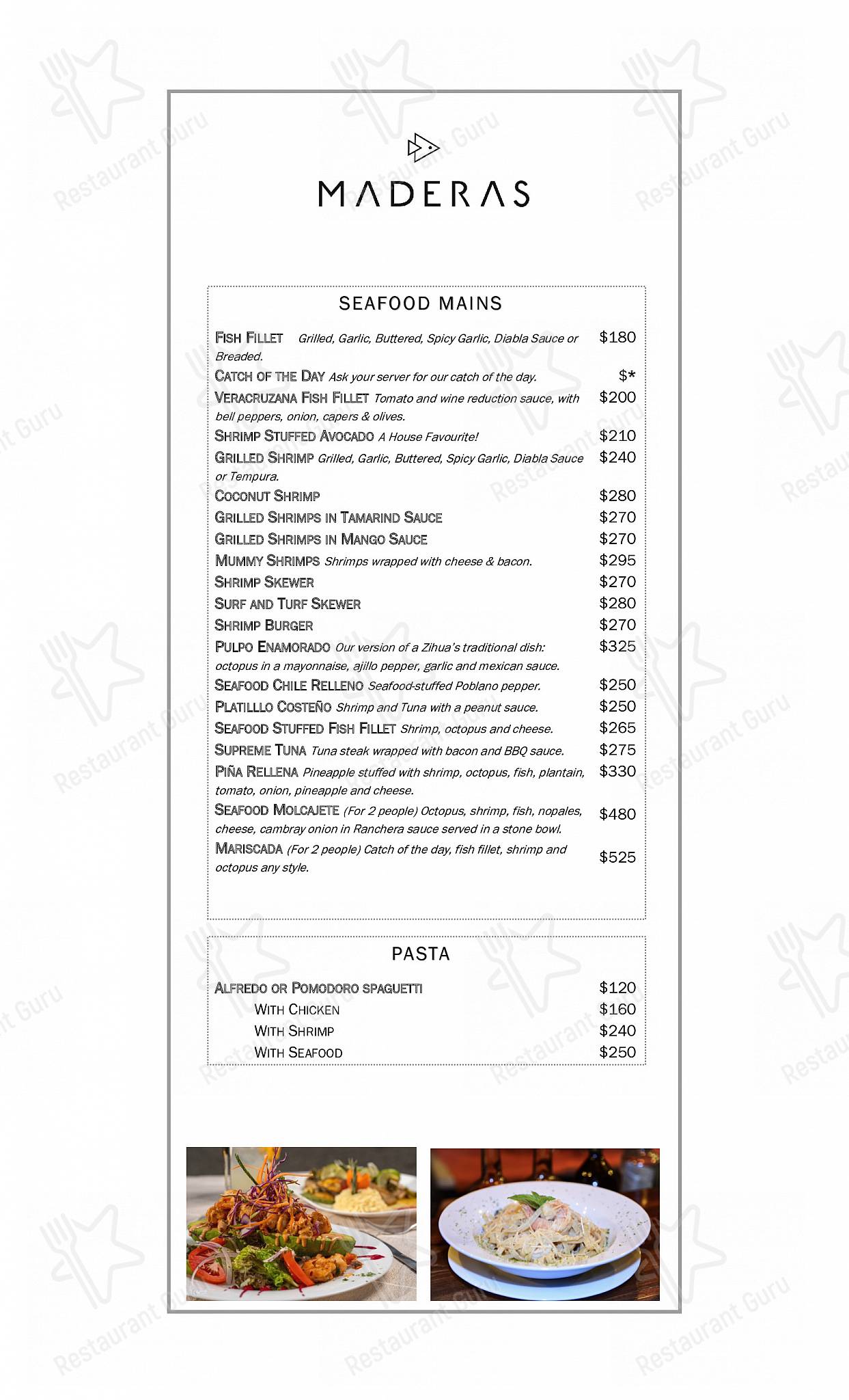Carta de Maderas Restaurante, Zihuatanejo