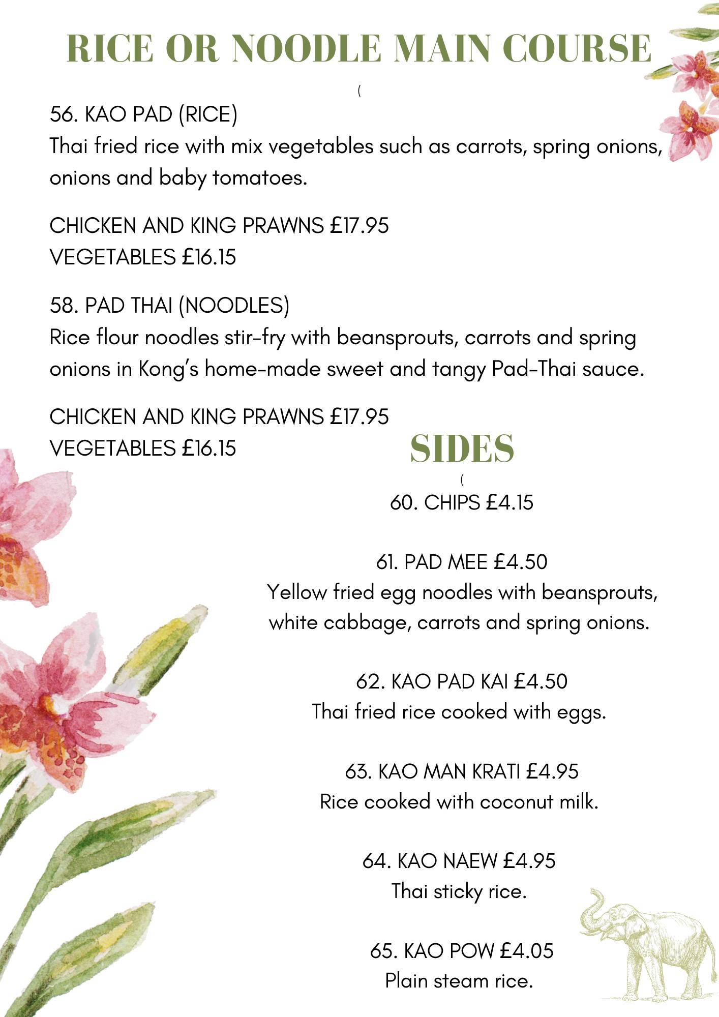 Menu at Mae Ping Thai Dining restaurant, Perth