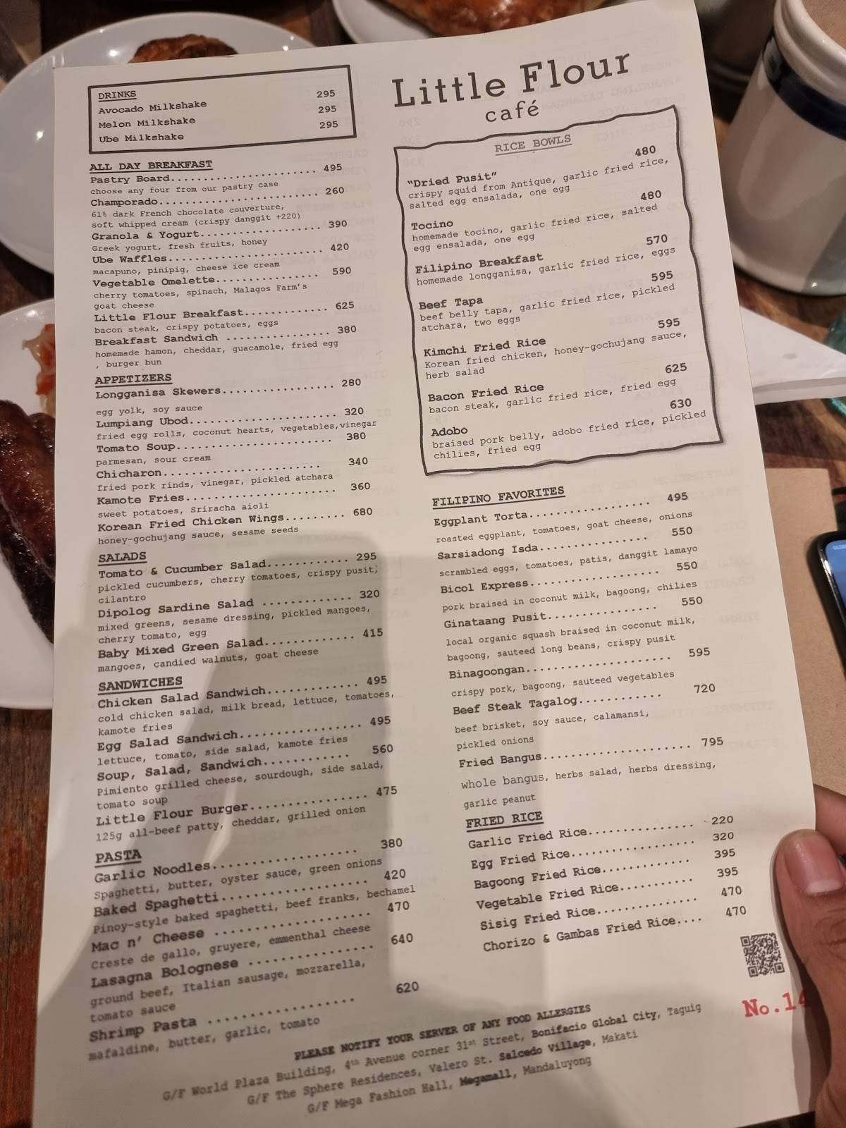 Menu at George and Onnie's - Salcedo Village cafe, Makati, Salcedo Village