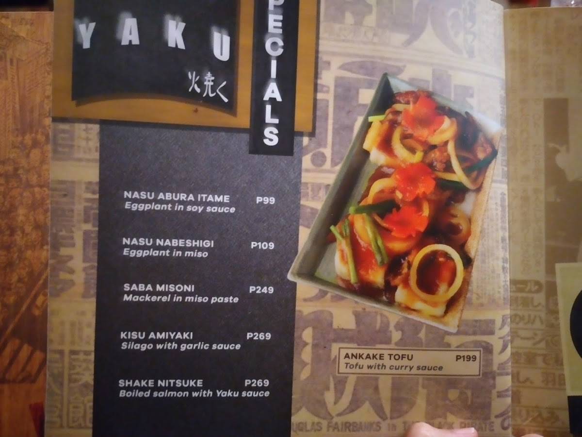 Menu at Yaku Japanese Grill restaurant, Mandaluyong, 5th Level The Podium