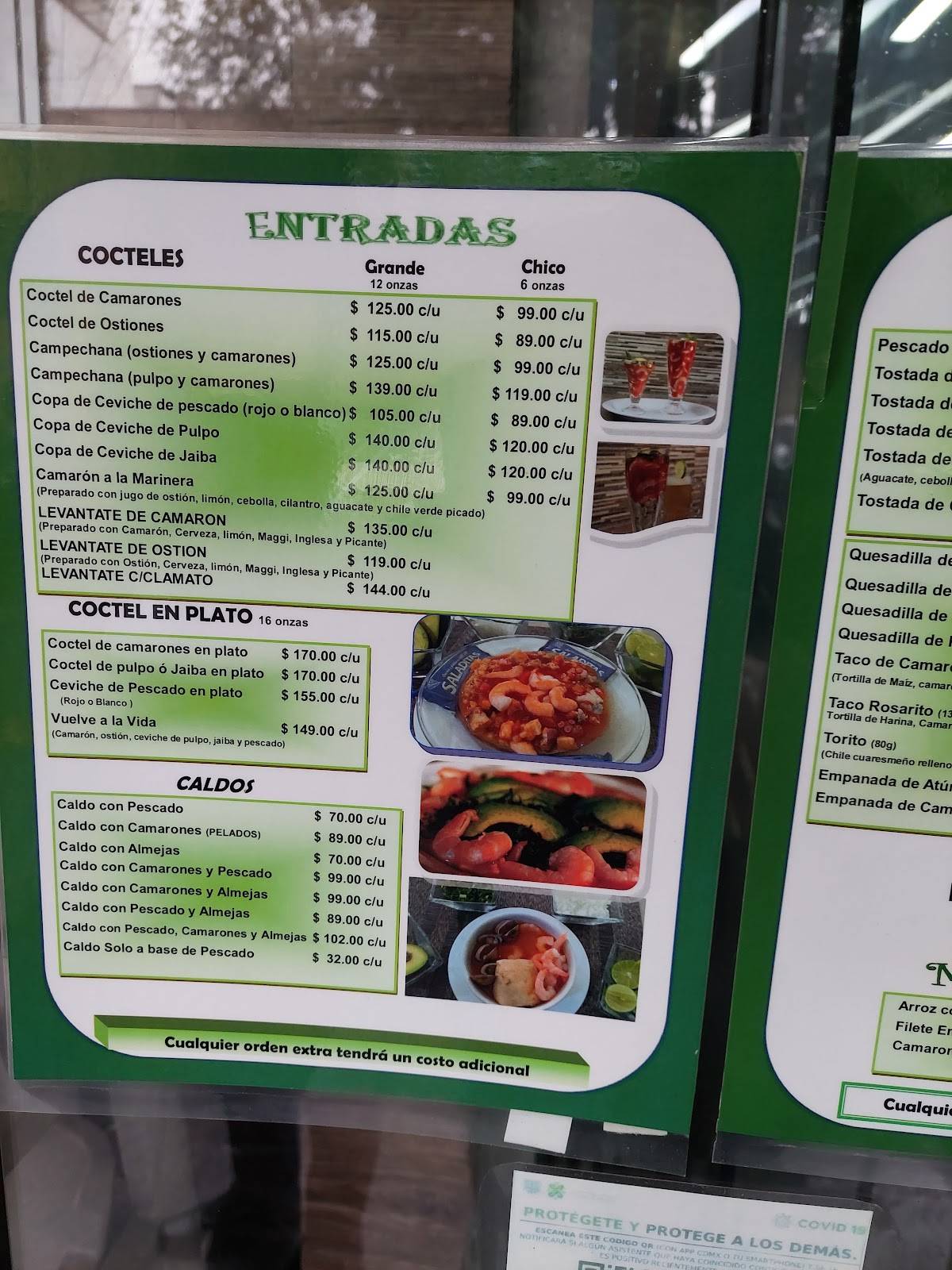 Carta del restaurante Mariscos Don Panchito, Ciudad del México ...