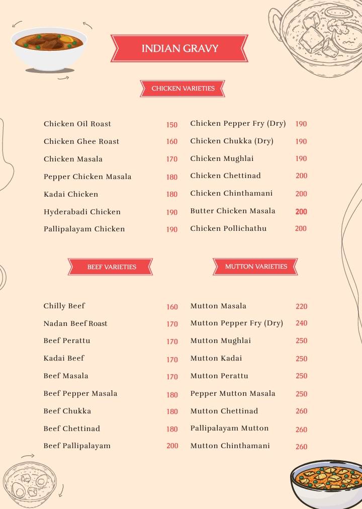 Menu at BANU FOOD COURT (BFC), Marthandam