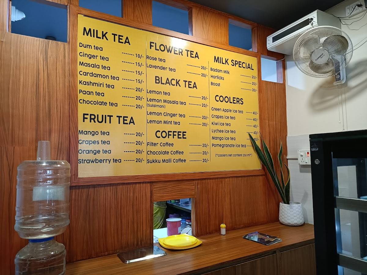Menu at Tea Bench, Marthandam