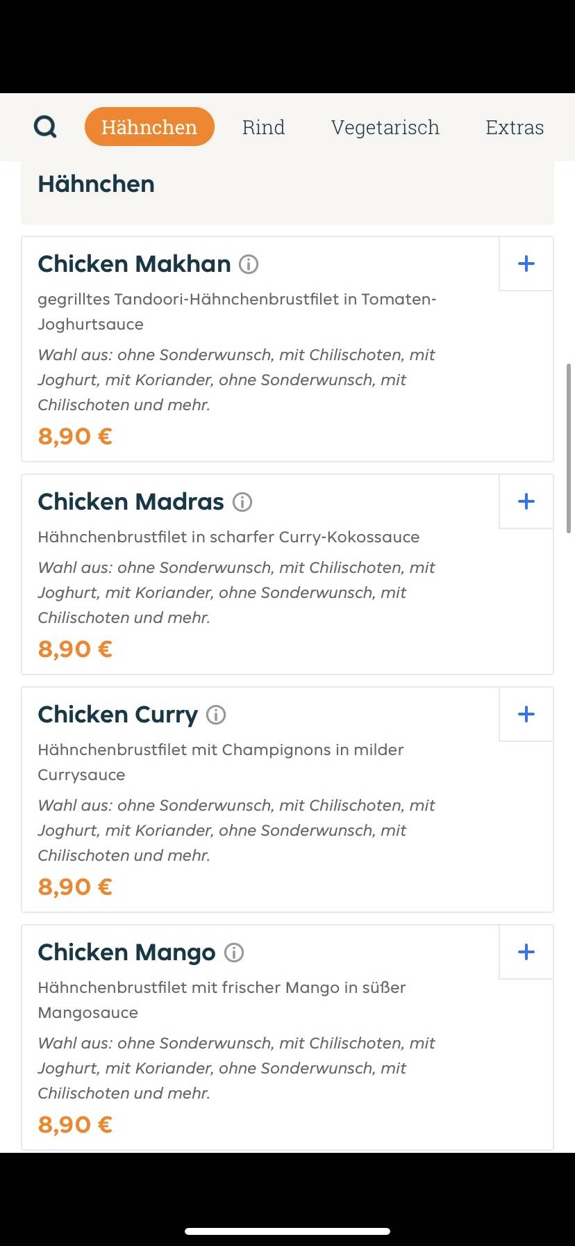 Menu at Masti Indian Food restaurant, Berlin