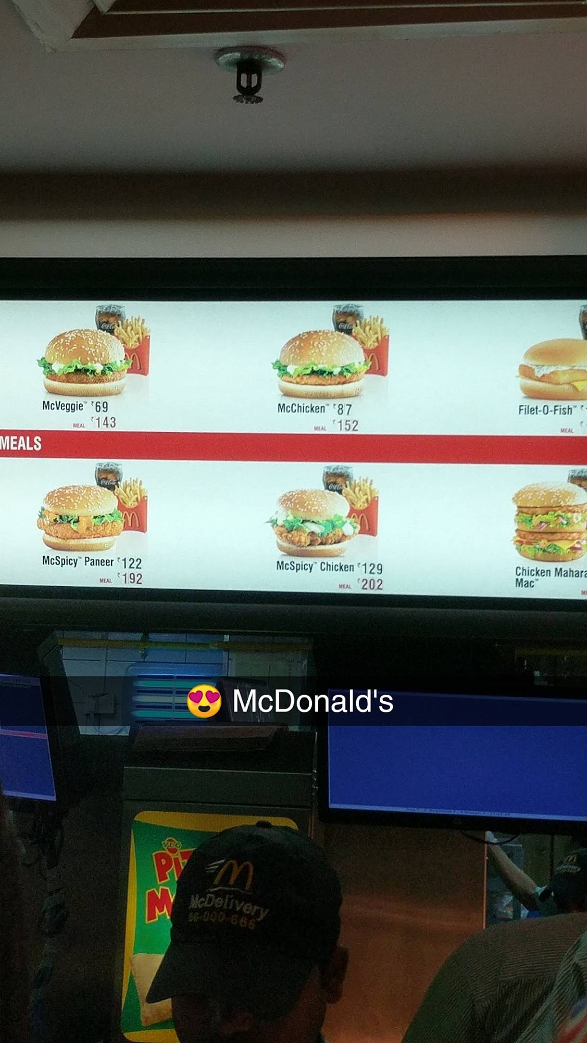 Menu at McDonald's, New Delhi, 30/4