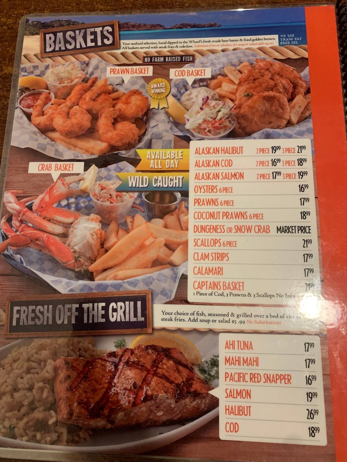 Menu at Wharf Fresh Seafood Market and Eatery pub & bar, Medford