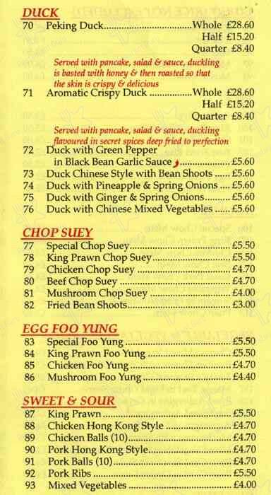 Menu at Mei House fast food, Epsom