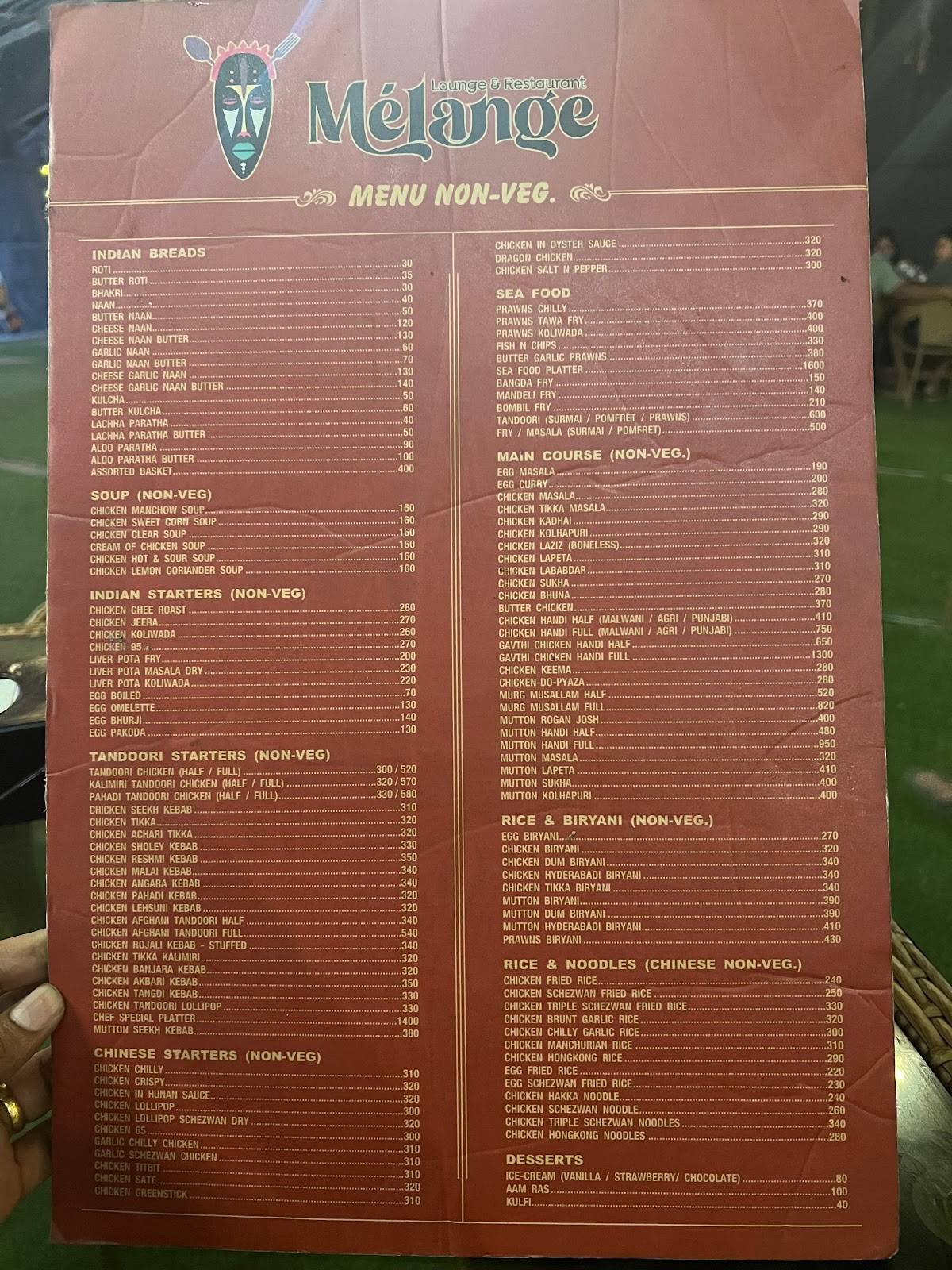 Menu at Mélange Lounge & Restaurant, Thane