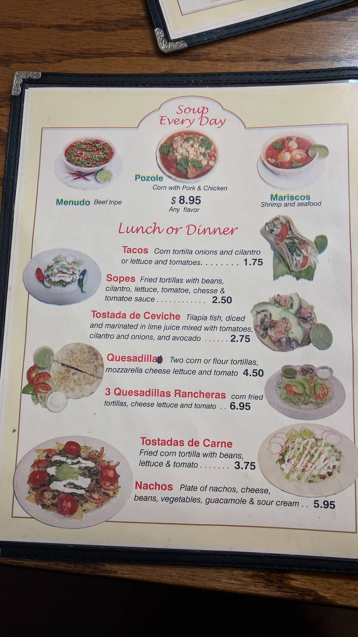 Menu at Tacos Mi Nacho restaurant, Meriden