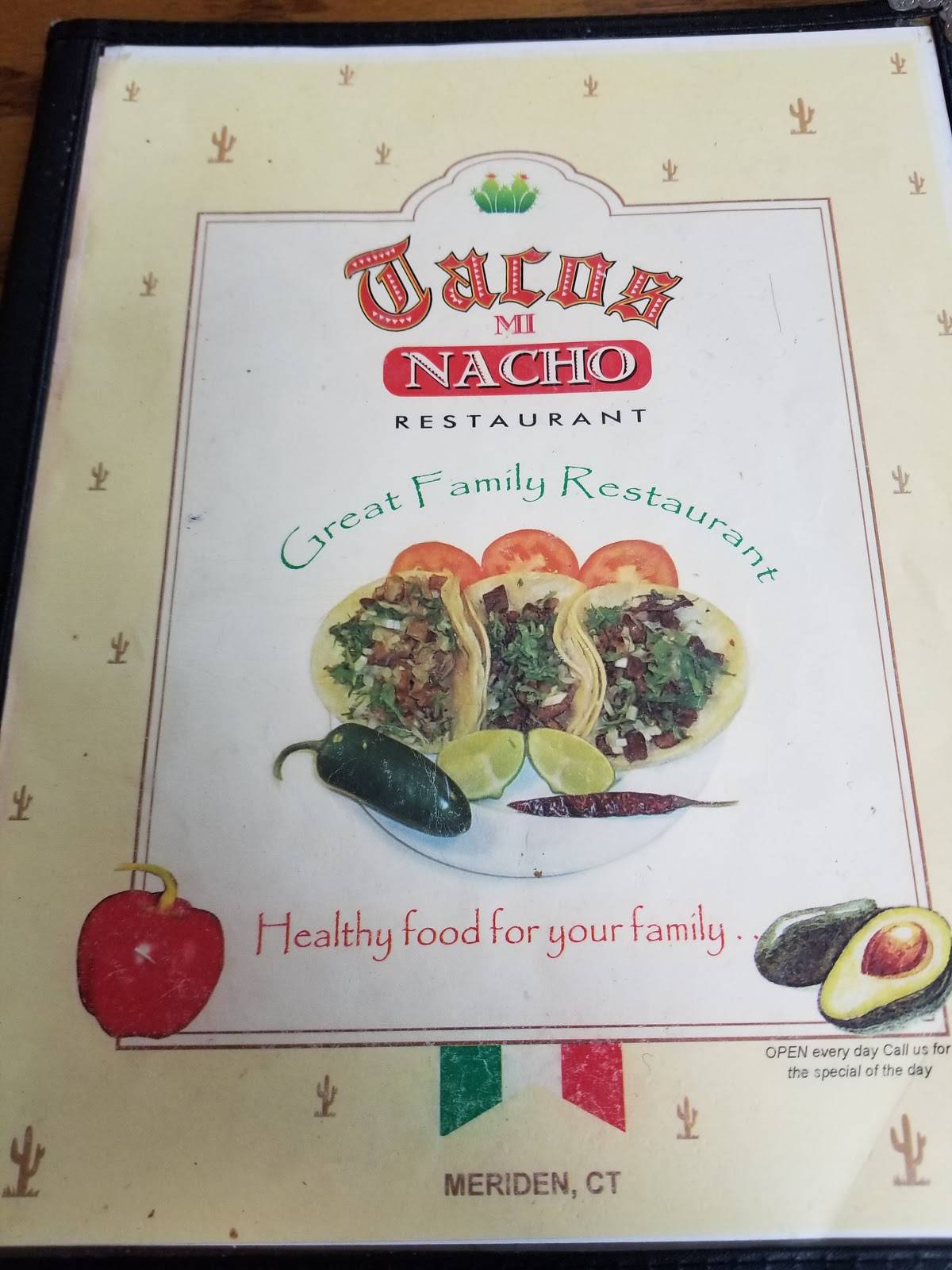 Menu at Tacos Mi Nacho restaurant, Meriden