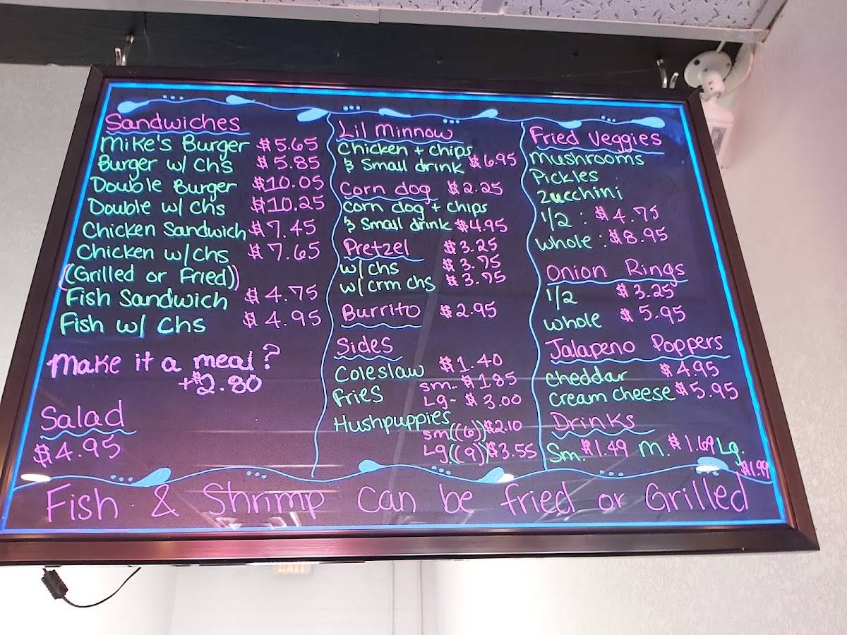 Menu at Mike's Fish and Chips restaurant, Payson