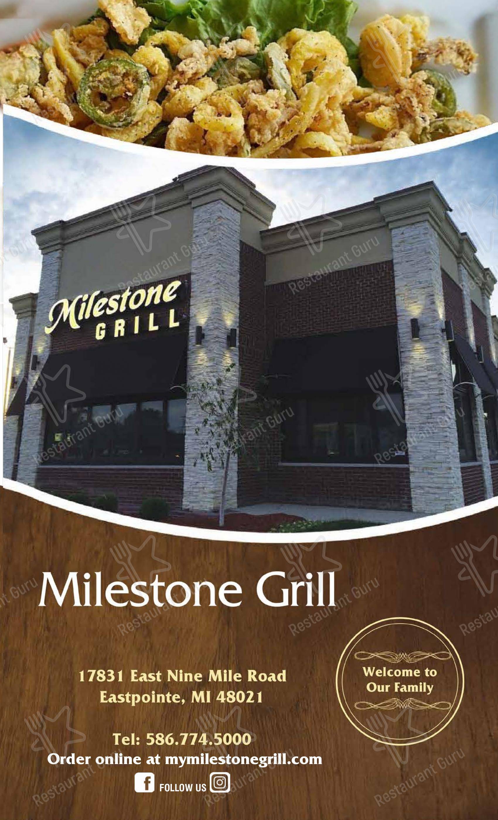 Menu at Milestone Grill pub & bar, Eastpointe