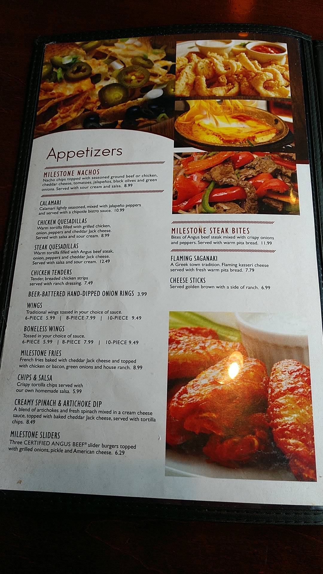 Menu at Milestone Grill pub & bar, Eastpointe